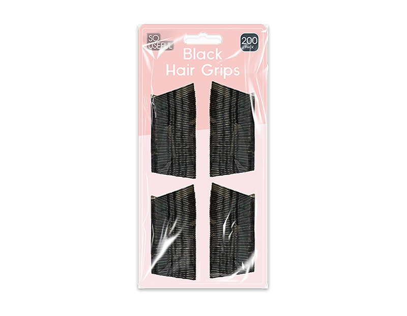 Wholesale Black Hair Grips 200pk With Clip Strip