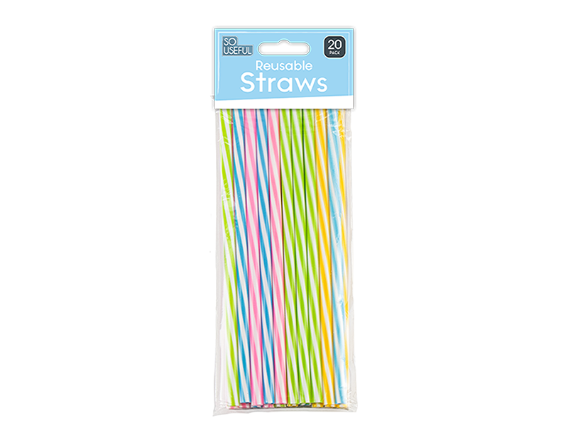 Wholesale Reusable Straw 20pk With Clip Strip
