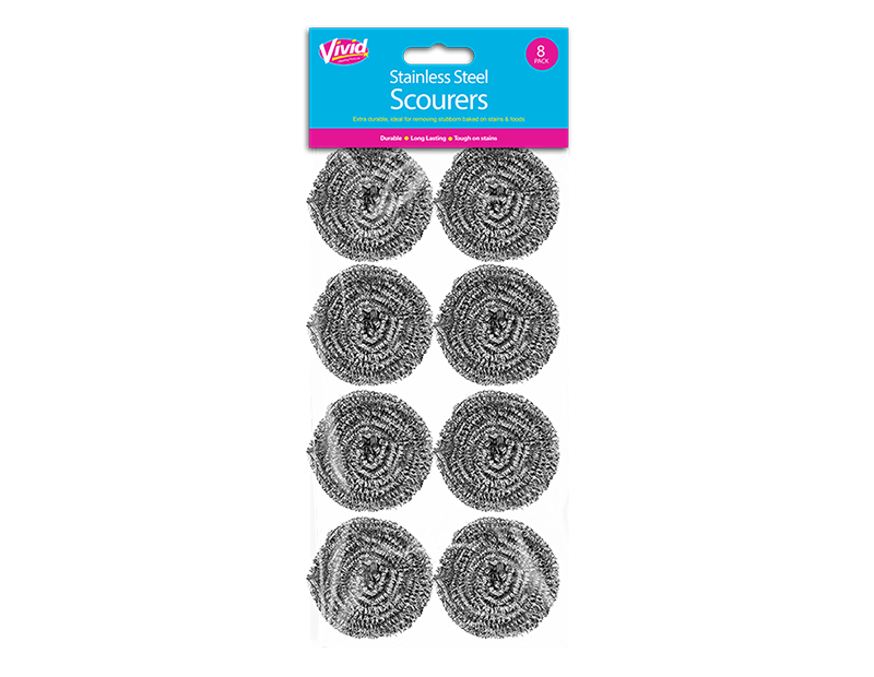 Wholesale Stainless Steel Scourers 8pk