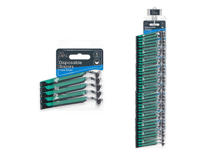 Wholesale Mens Disposable 2 Blade Razor 5pk With Clip Strip